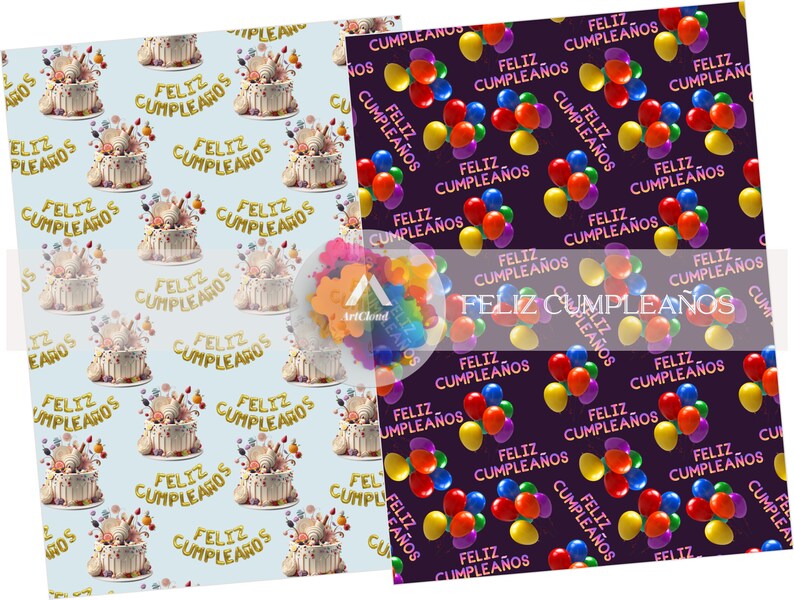 Feliz Cumpleaños Printable, Spanish Birthday Art, Seamless Pattern ...