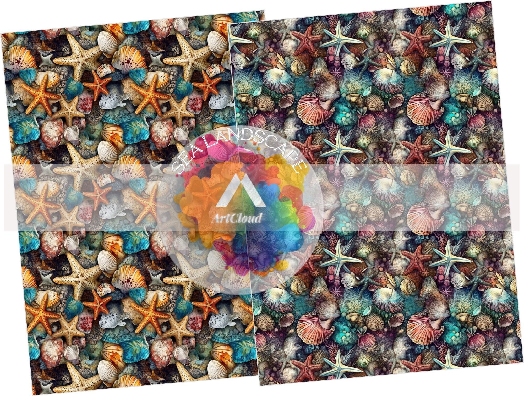 Sea Landscape Digital Paper, SEAMLESS Pattern - Etsy