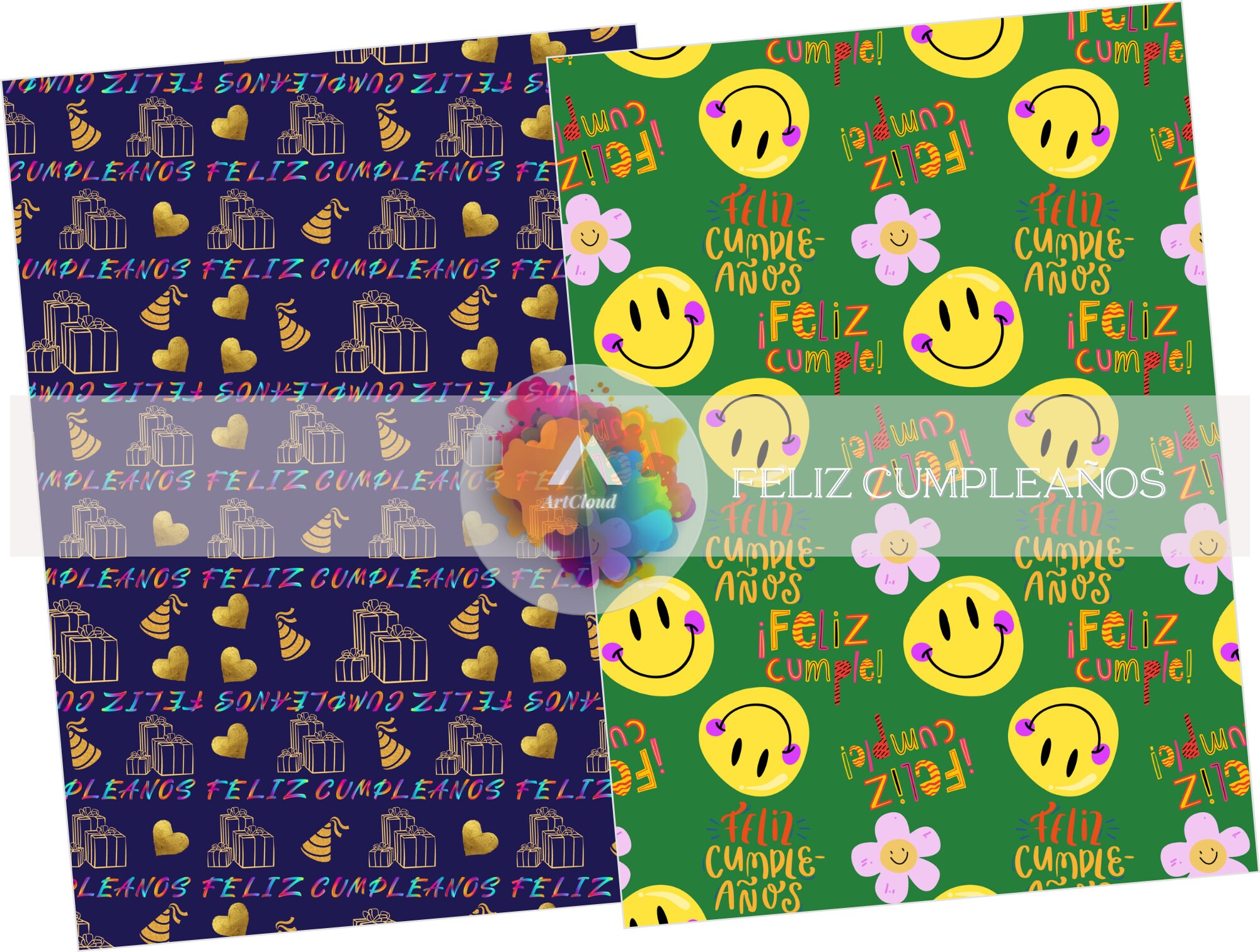 Feliz Cumpleaños Seamless Pattern, Spanish Birthday (digital Download ...