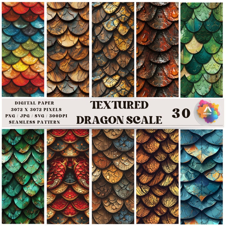 Textured Dragon Scale SEAMLESS Digital Paper, Printable Pattern ...