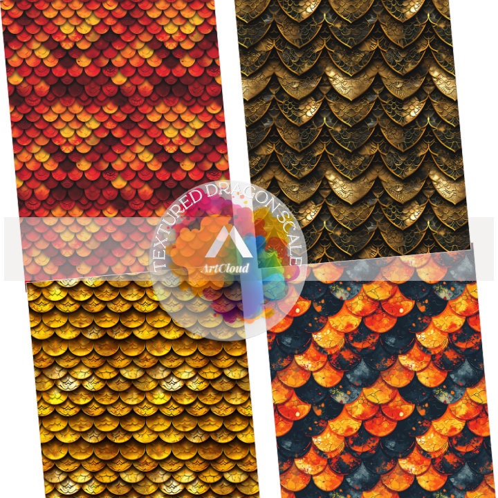 Textured Dragon Scale SEAMLESS Digital Paper, Printable Pattern ...