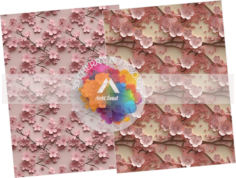 3D Cherry Blossoms Digital Paper, SEAMLESS Pattern - Etsy