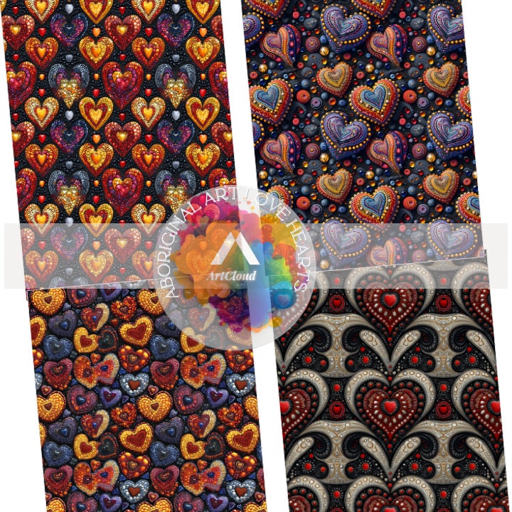 Aboriginal Love Hearts SEAMLESS Pattern, Digital Paper, Tribal Print ...