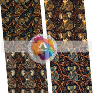 Australian Animals Aboriginal Art Print, Seamless Pattern, Wall Decor ...