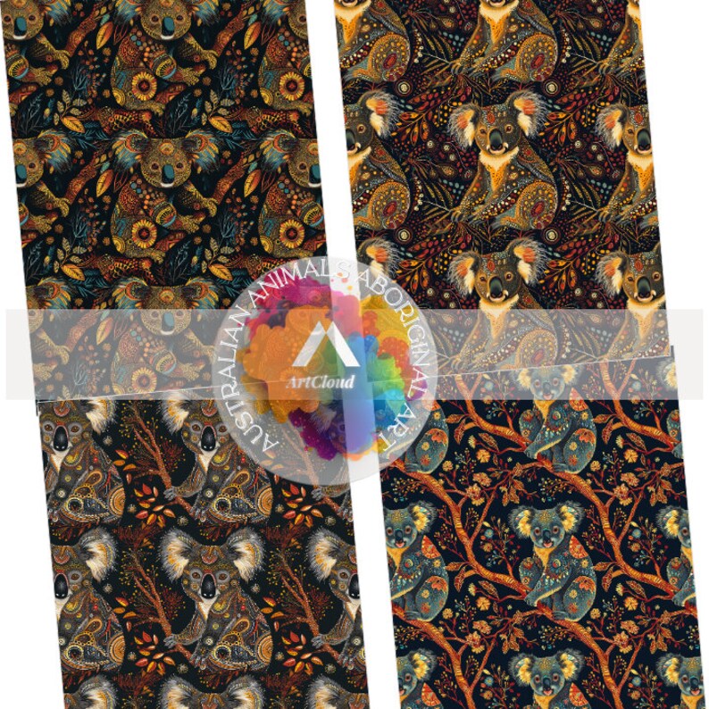 Australian Animals Aboriginal Art Print, Seamless Pattern, Wall Decor ...