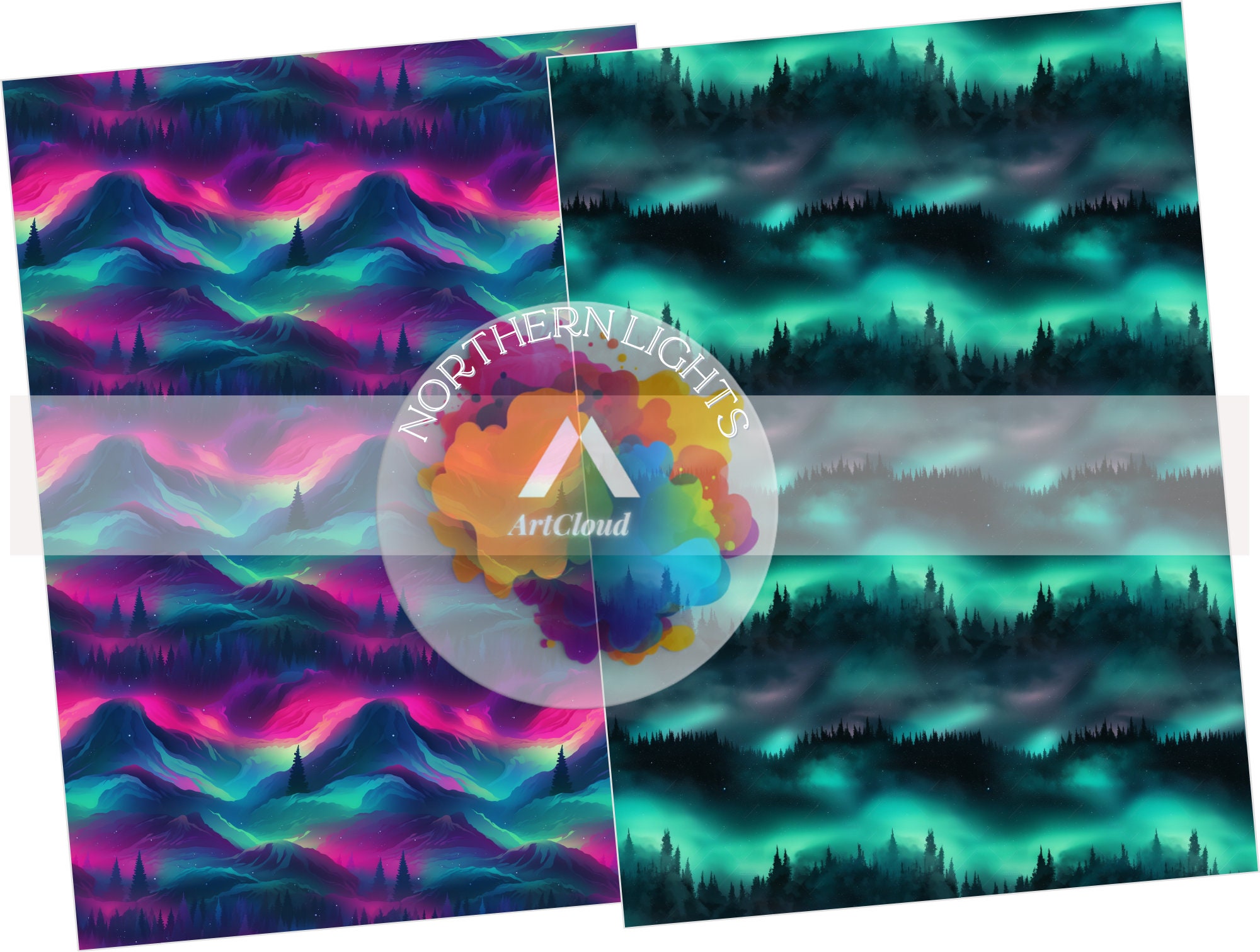 Northern Lights Digital Paper, SEAMLESS Pattern - Etsy