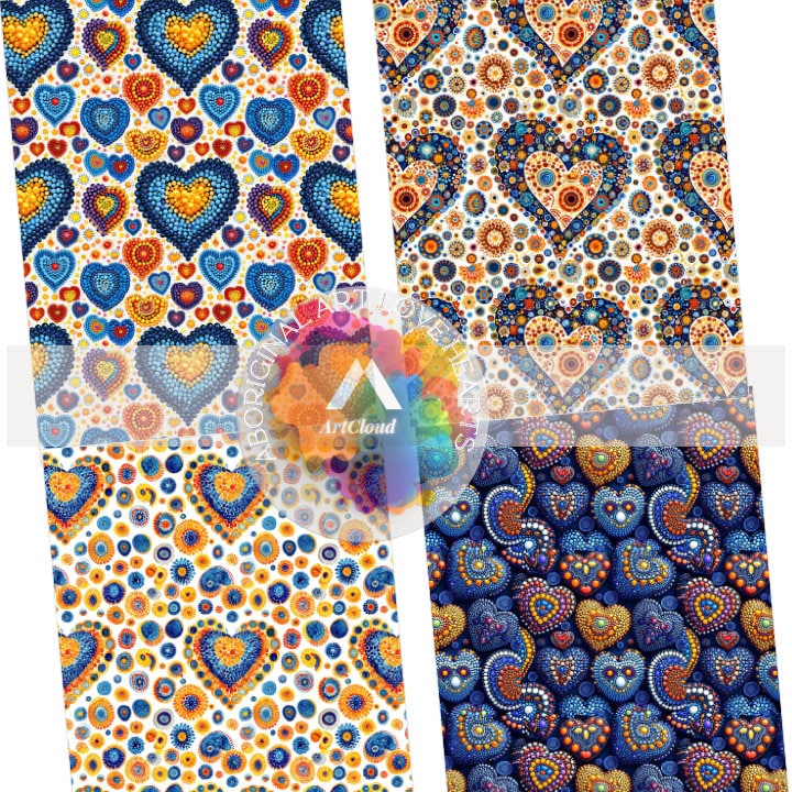 Aboriginal Love Hearts SEAMLESS Pattern, Digital Paper, Tribal Print ...