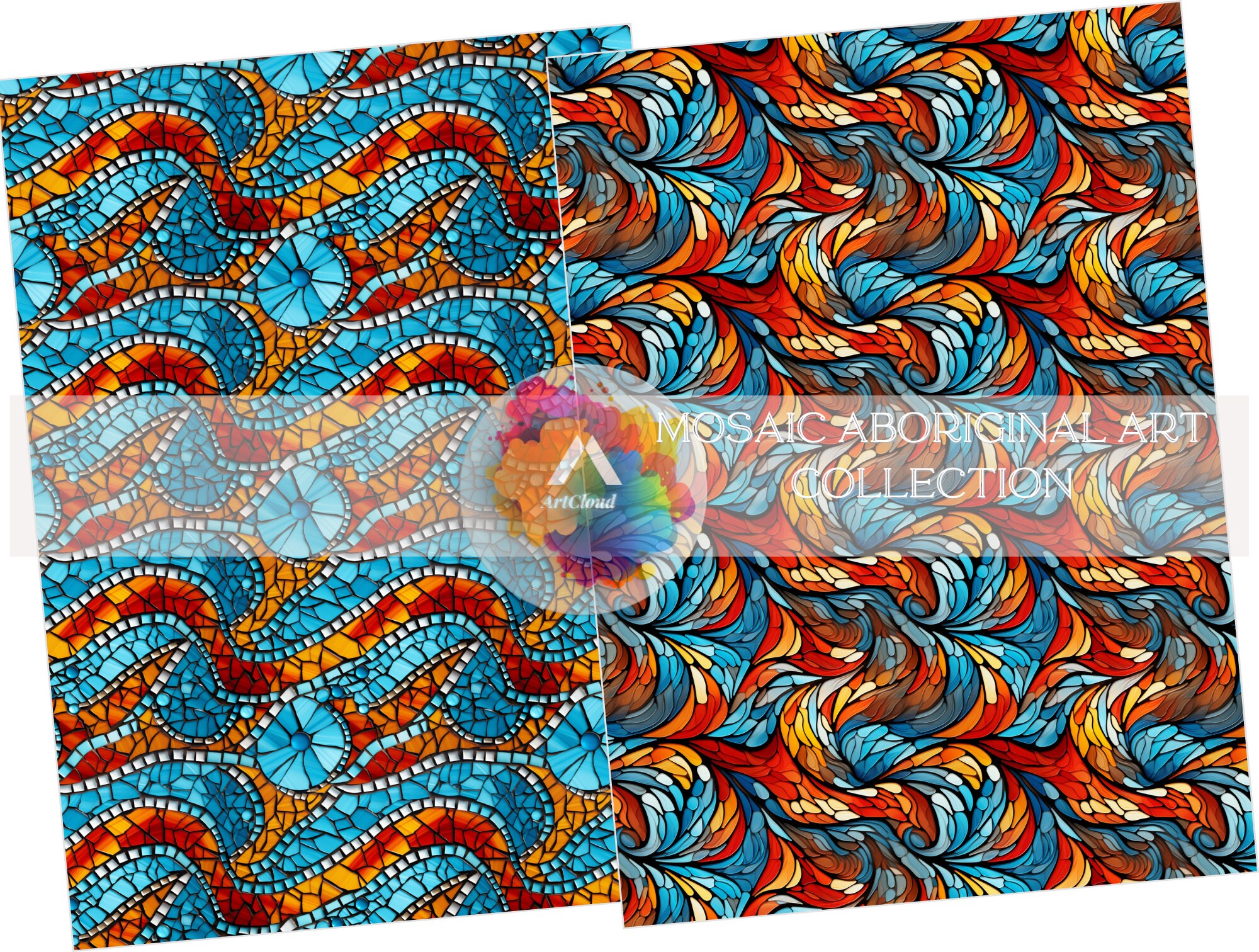 Mosaic Aboriginal Art Collection, Seamless Pattern, Wall Art Décor ...