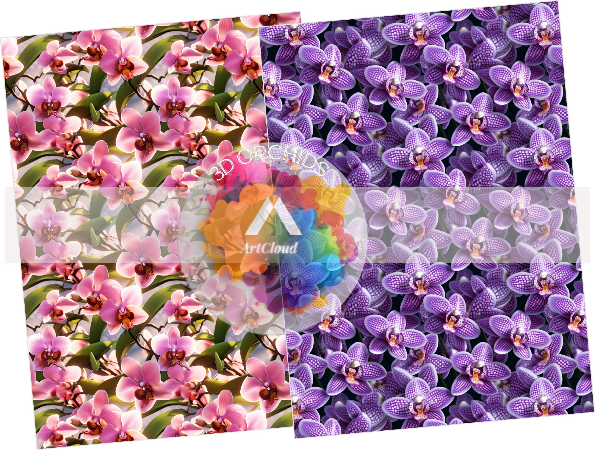 3D Orchids Digital Paper, SEAMLESS Pattern - Etsy