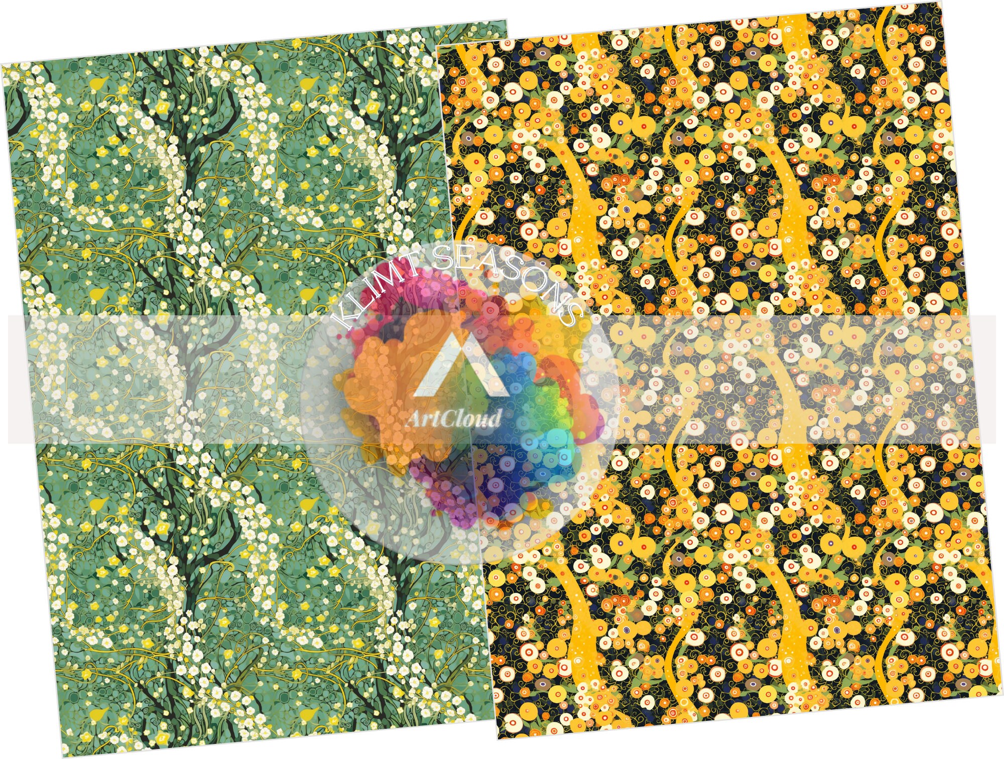 Klimt Seasons Digital Paper, SEAMLESS Pattern - Etsy