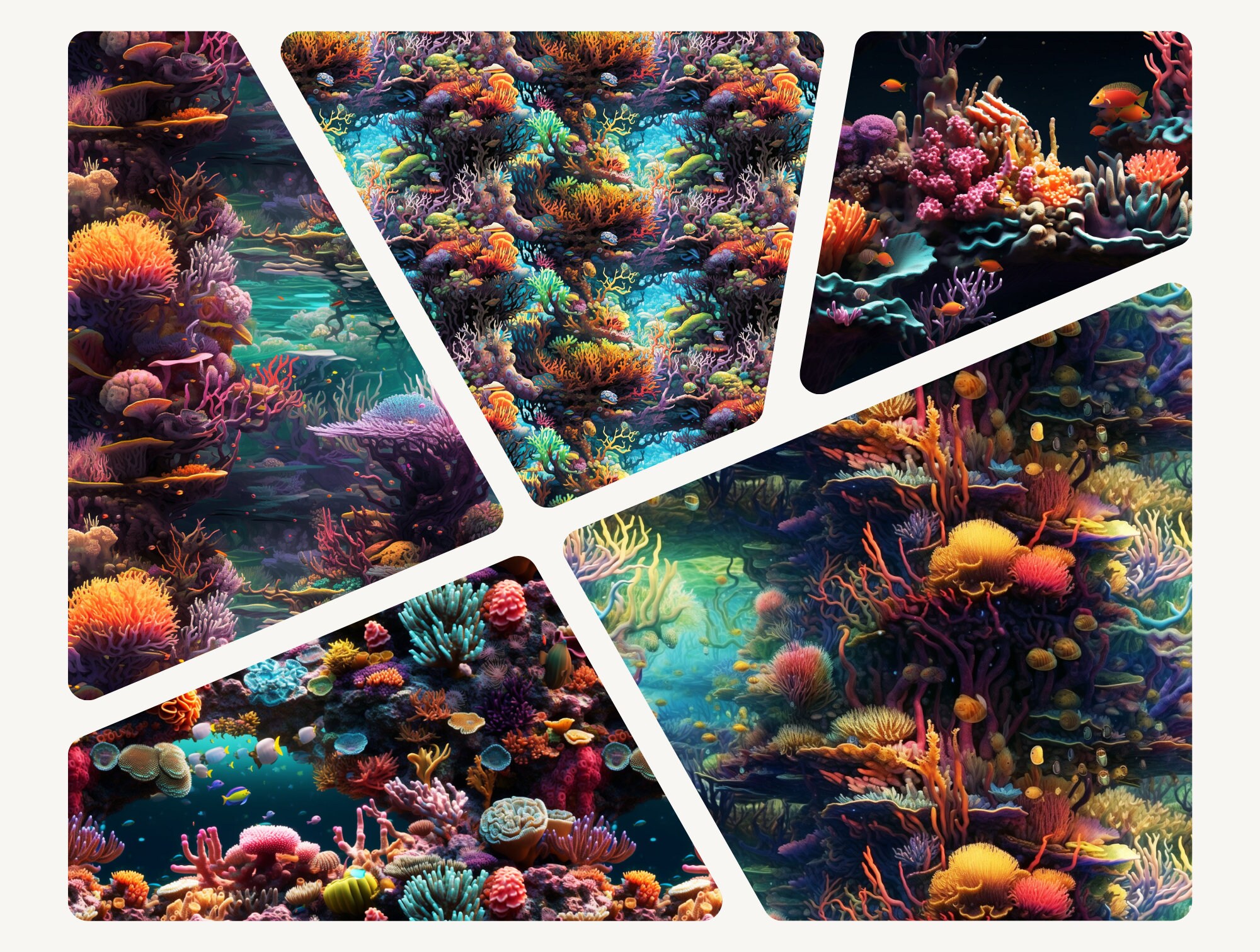 Coral Reef Seamless Pattern Wallpaper, Ocean Wall Mural, Underwater ...