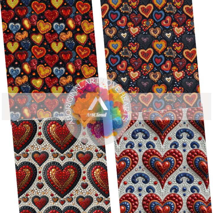 Aboriginal Love Hearts SEAMLESS Pattern, Digital Paper, Tribal Print ...