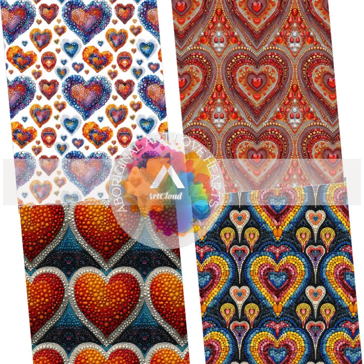 Aboriginal Love Hearts SEAMLESS Pattern, Digital Paper, Tribal Print ...