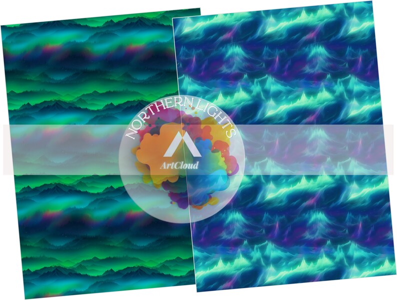 Northern Lights Digital Paper SEAMLESS Pattern - Etsy