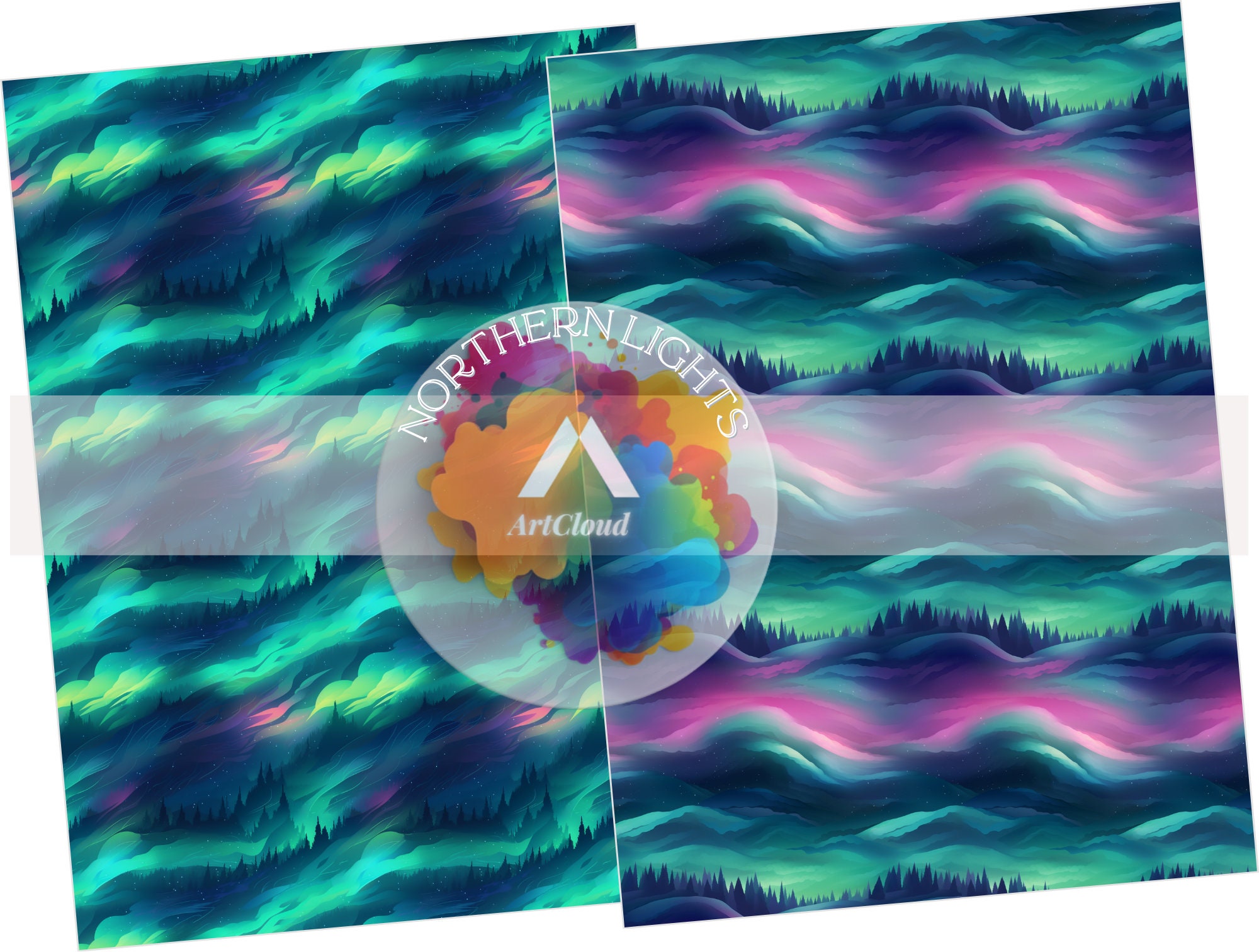 Northern Lights Digital Paper, SEAMLESS Pattern - Etsy