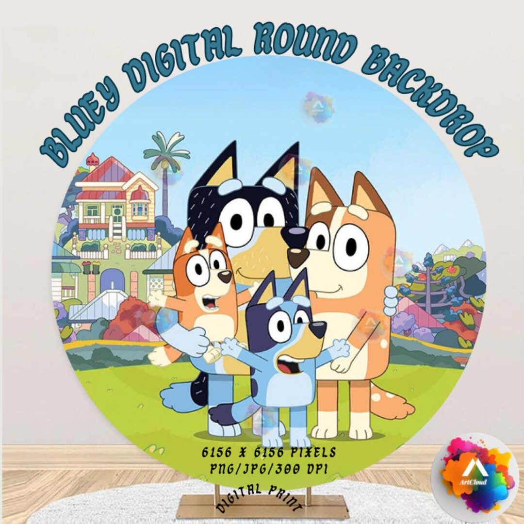 Bluey Digital Round Backdrop, Bluey Party Decoration, Round Photography ...