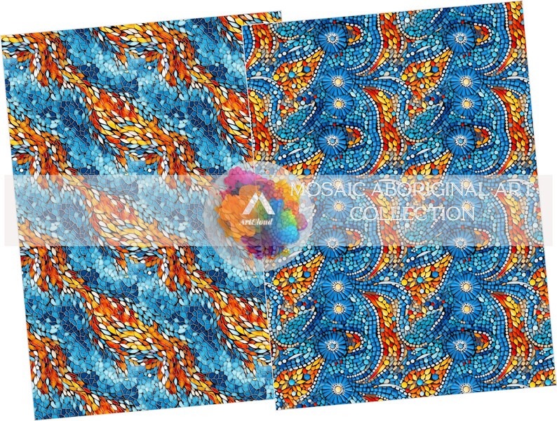Mosaic Aboriginal Art Collection, Seamless Pattern, Wall Art Décor ...