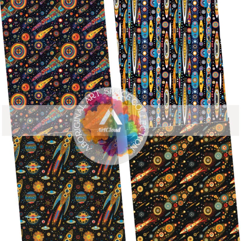 Aboriginal Art Space Collection Seamless Pattern, Indigenous Pattern ...