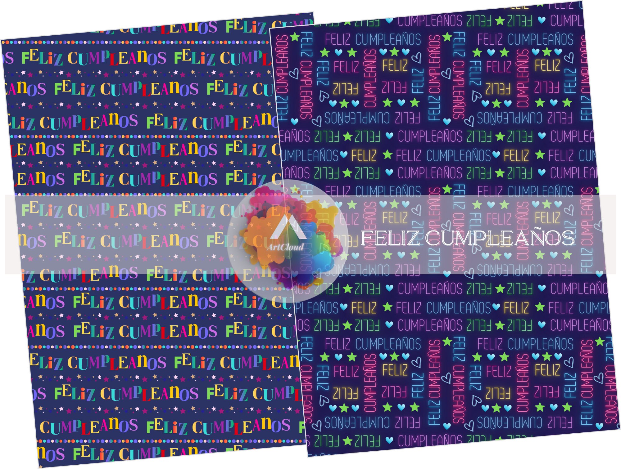 Feliz Cumpleaños Seamless Pattern, Spanish Birthday (digital Download ...
