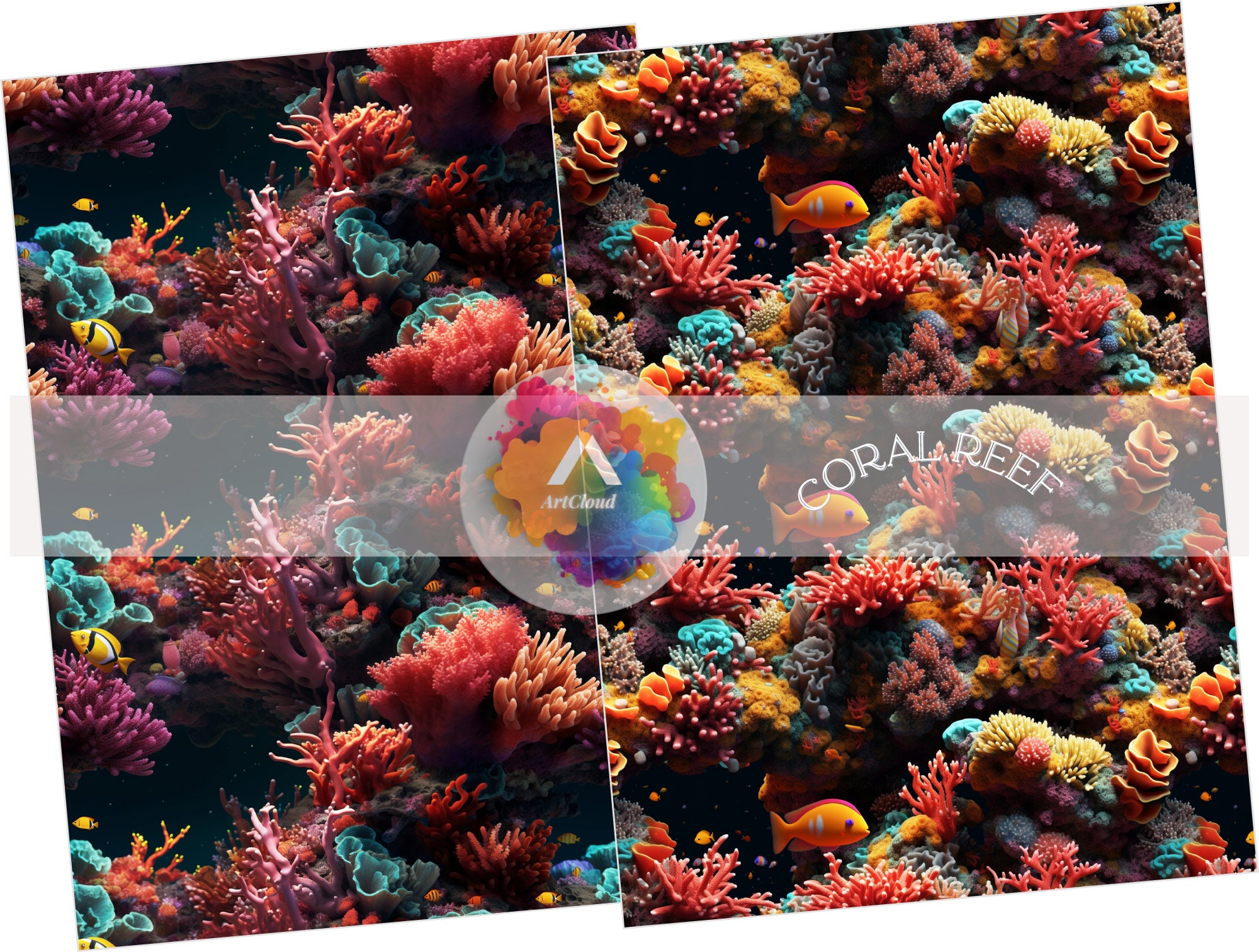Coral Reef Seamless Pattern Wallpaper, Ocean Wall Mural, Underwater ...