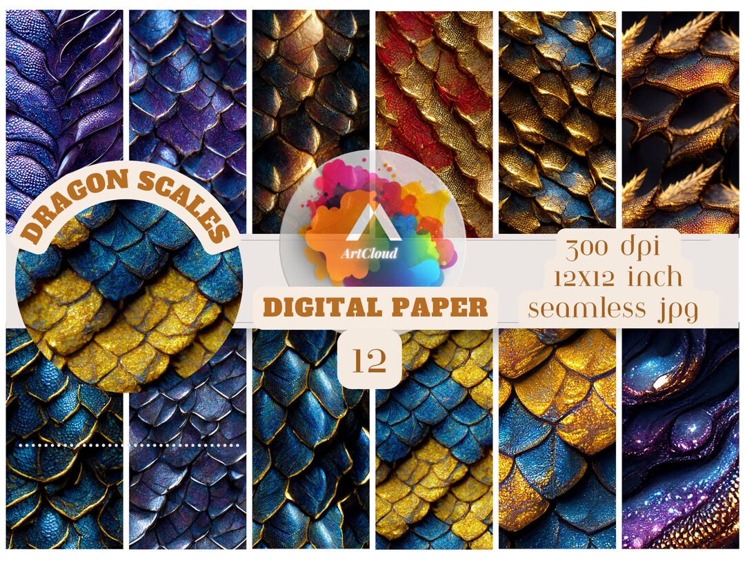 Dragon Scales SEAMLESS Digital Paper, Printable Pattern, Fantasy ...