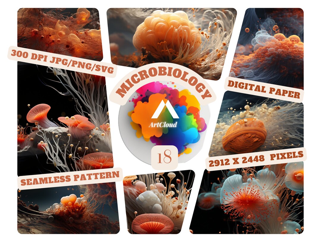 Microbiology Seamless Pattern, Science Print Pattern, Biology Decor ...