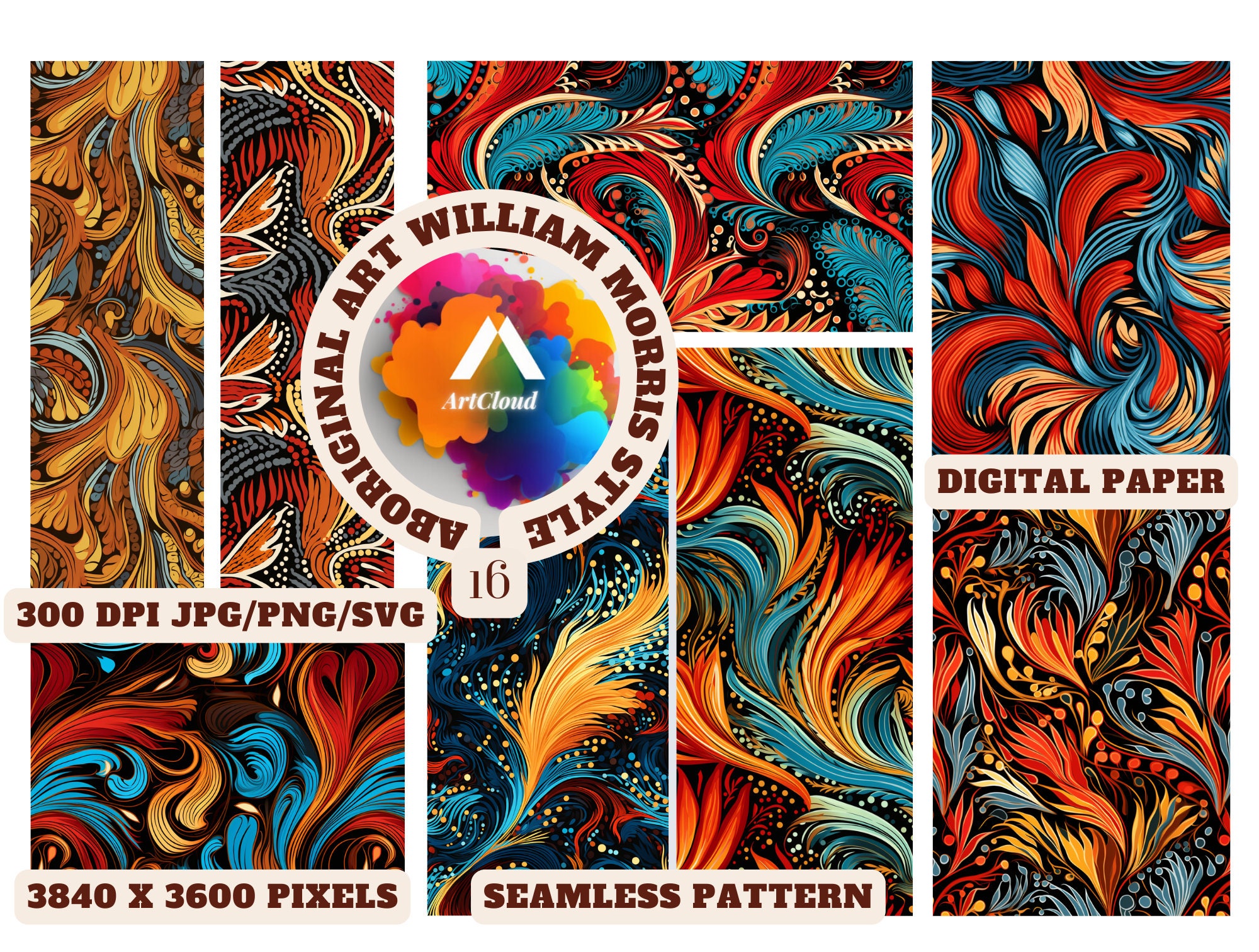 Aboriginal Art William Morris Style, Seamless Pattern, Boho Chic Home ...