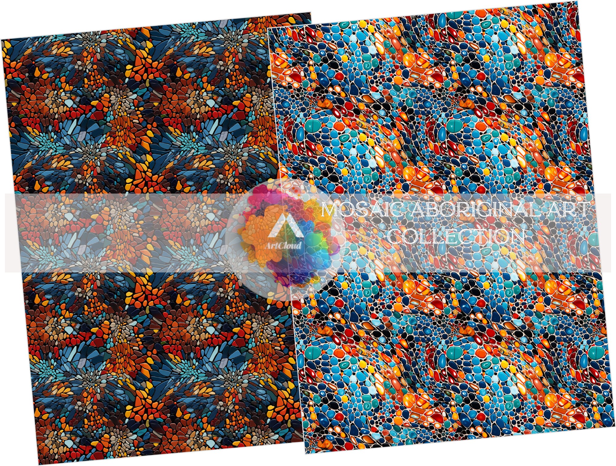Mosaic Aboriginal Art Collection, Seamless Pattern, Wall Art Décor ...