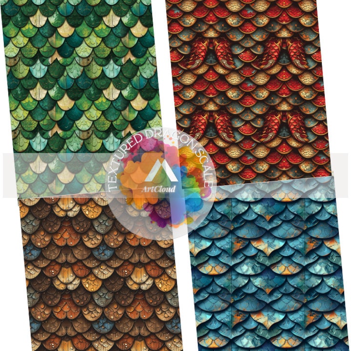 Textured Dragon Scale SEAMLESS Digital Paper, Printable Pattern ...