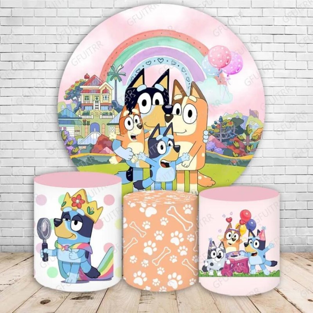 Round Backdrop Bluey Theme, Photography Background, Party Decoration - Etsy