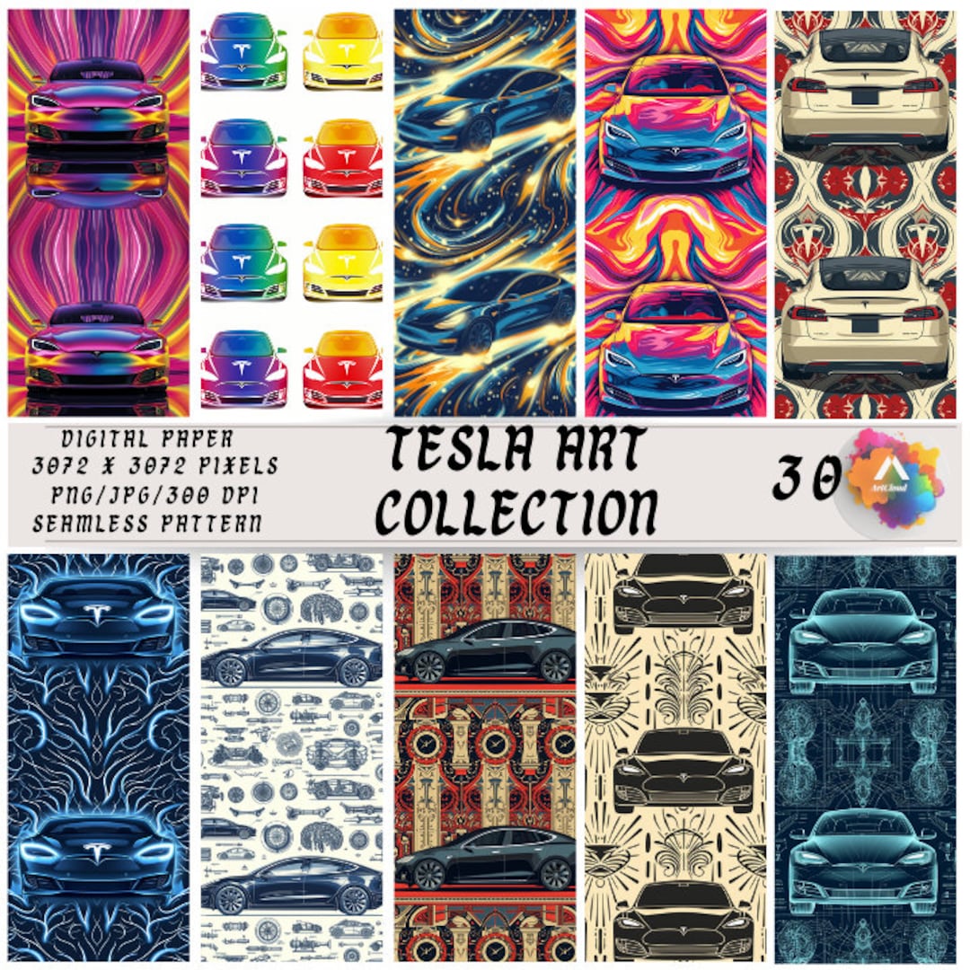 Seamless Pattern Tesla Art Collection, Geometric Wall Art, Minimalist ...