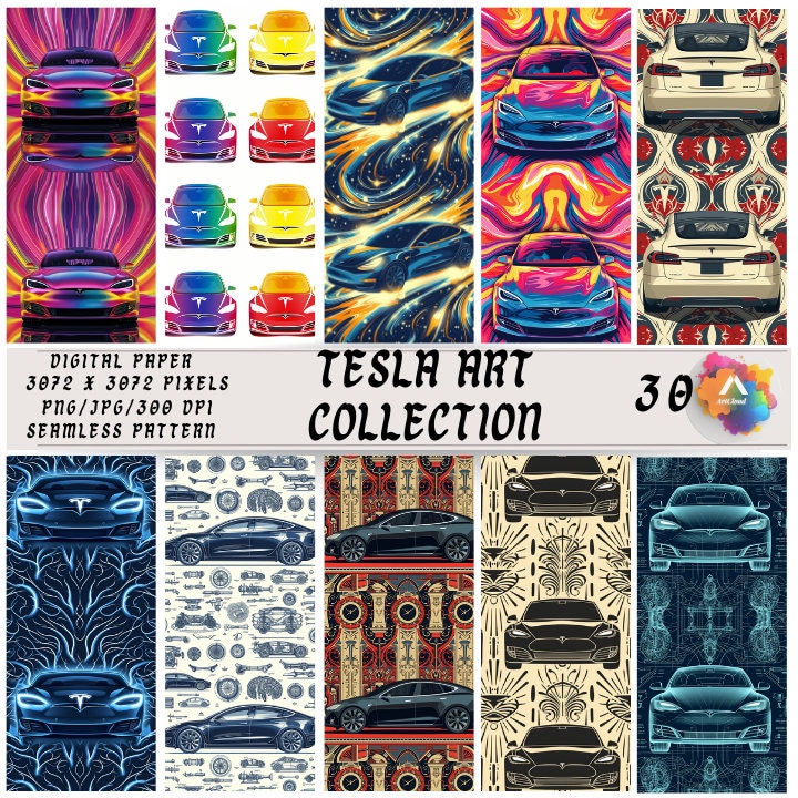 Seamless Pattern Tesla Art Collection, Geometric Wall Art, Minimalist ...