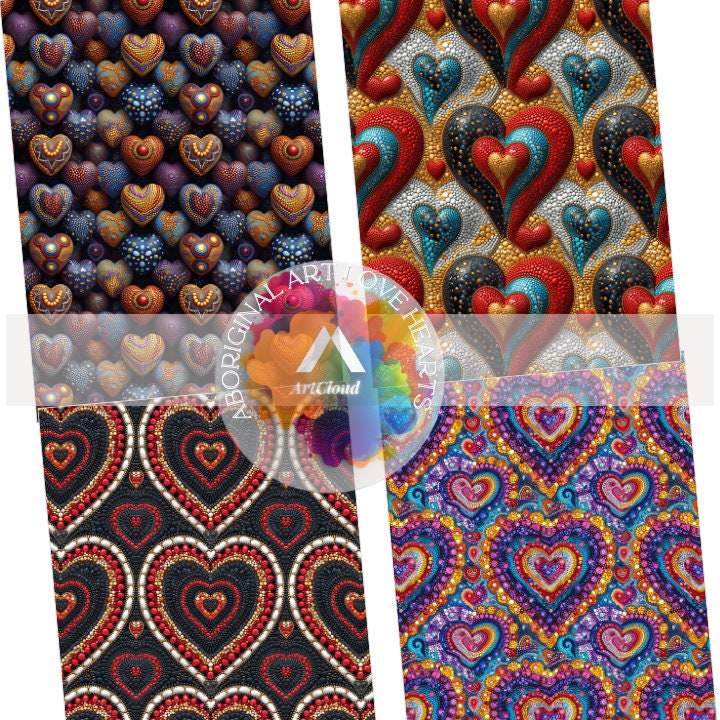 Aboriginal Love Hearts SEAMLESS Pattern, Digital Paper, Tribal Print ...