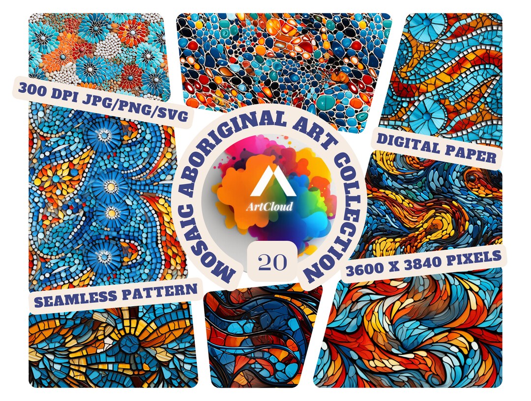 Mosaic Aboriginal Art Collection, Seamless Pattern, Wall Art Décor ...