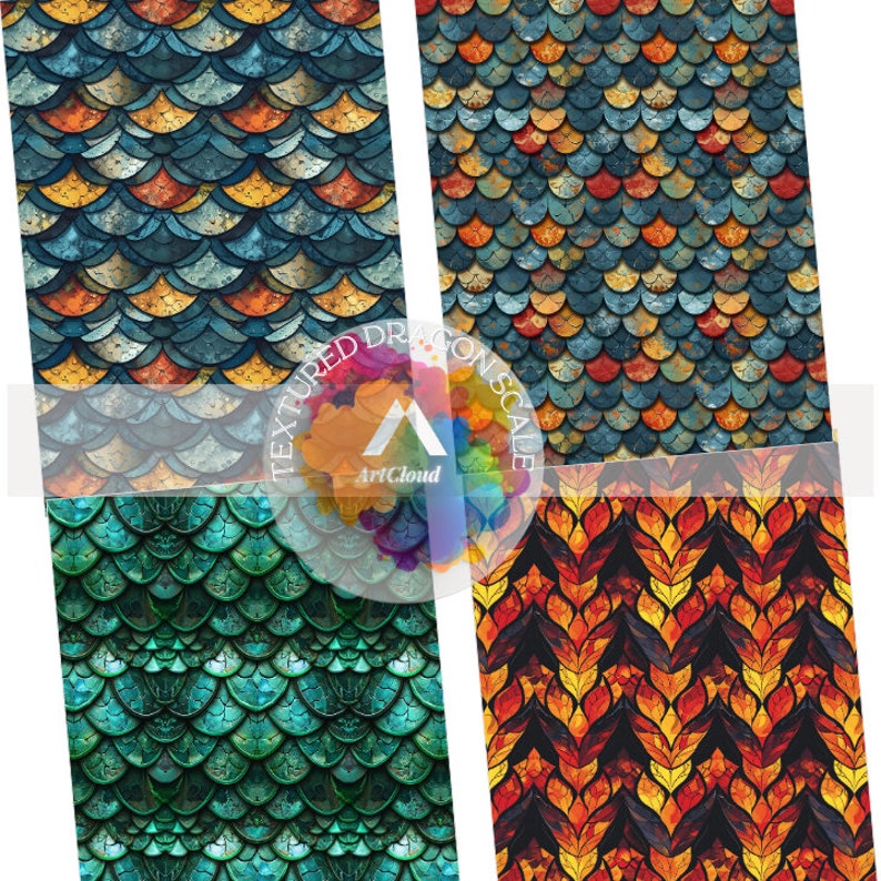 Textured Dragon Scale SEAMLESS Digital Paper, Printable Pattern ...