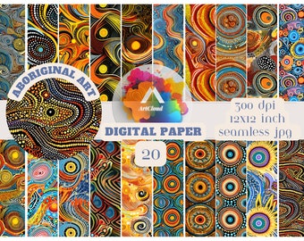 Aboriginal Tadpole Fish Pattern Seamless Digital Papers - Printable ...