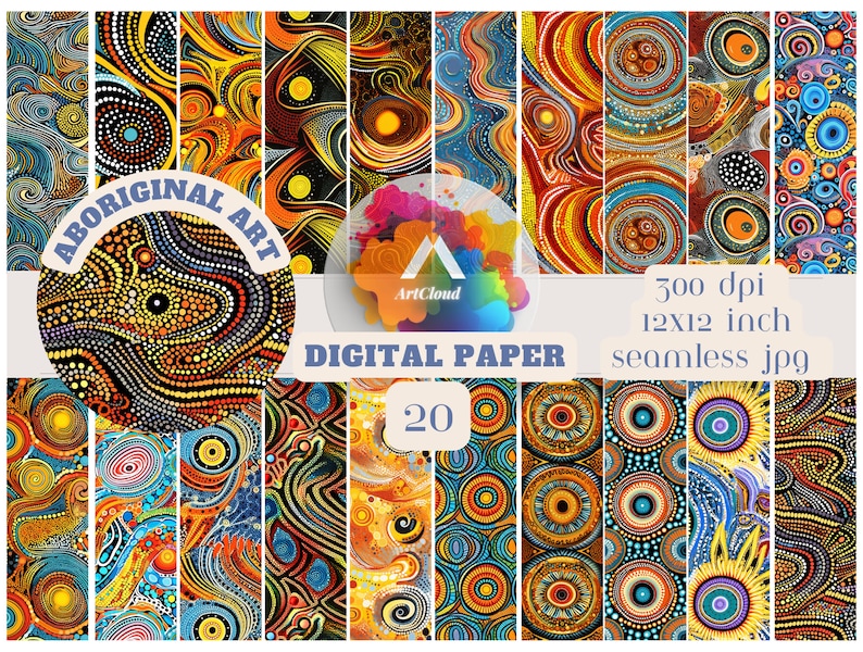 Aboriginal Art Digital Paper, SEAMLESS Pattern, Digital Paper, Tribal ...