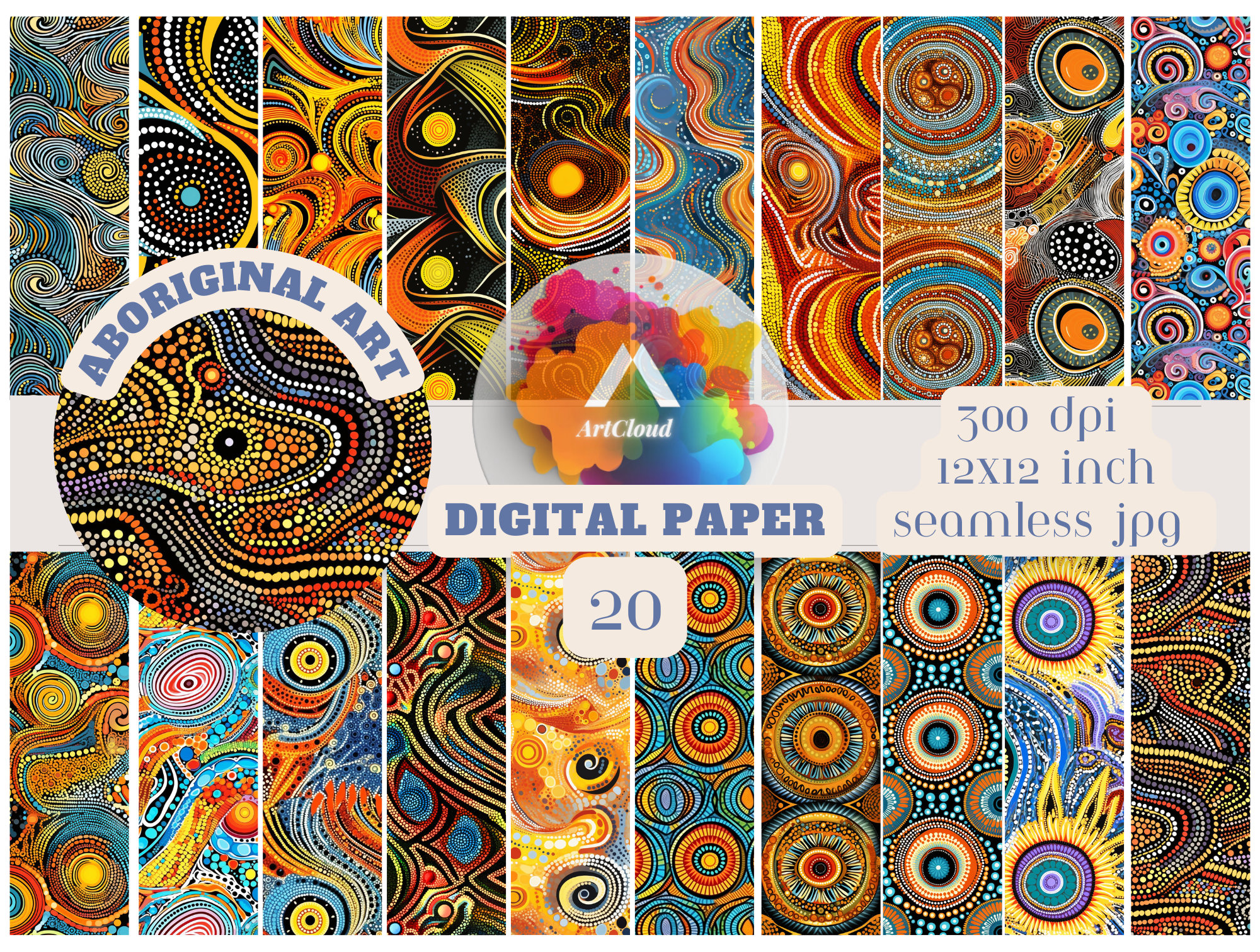 Aboriginal Art Digital Paper, SEAMLESS Pattern, Digital Paper, Tribal ...