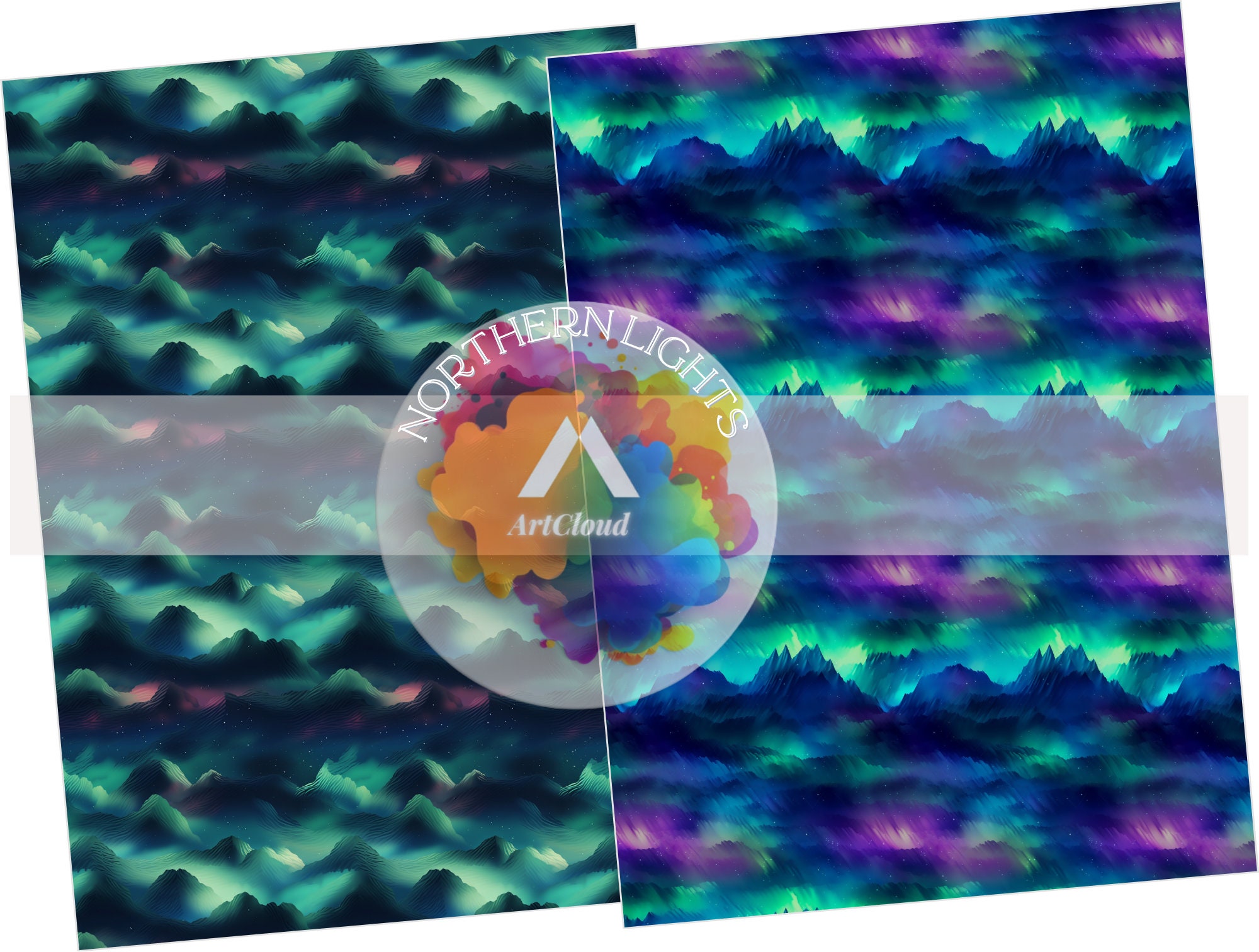 Northern Lights Digital Paper, SEAMLESS Pattern - Etsy