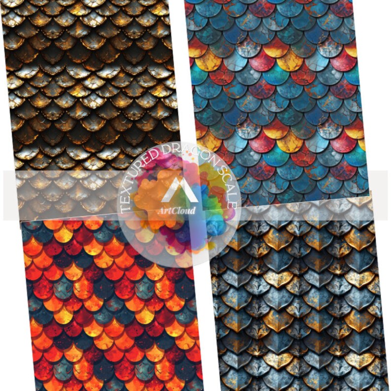 Textured Dragon Scale SEAMLESS Digital Paper, Printable Pattern ...
