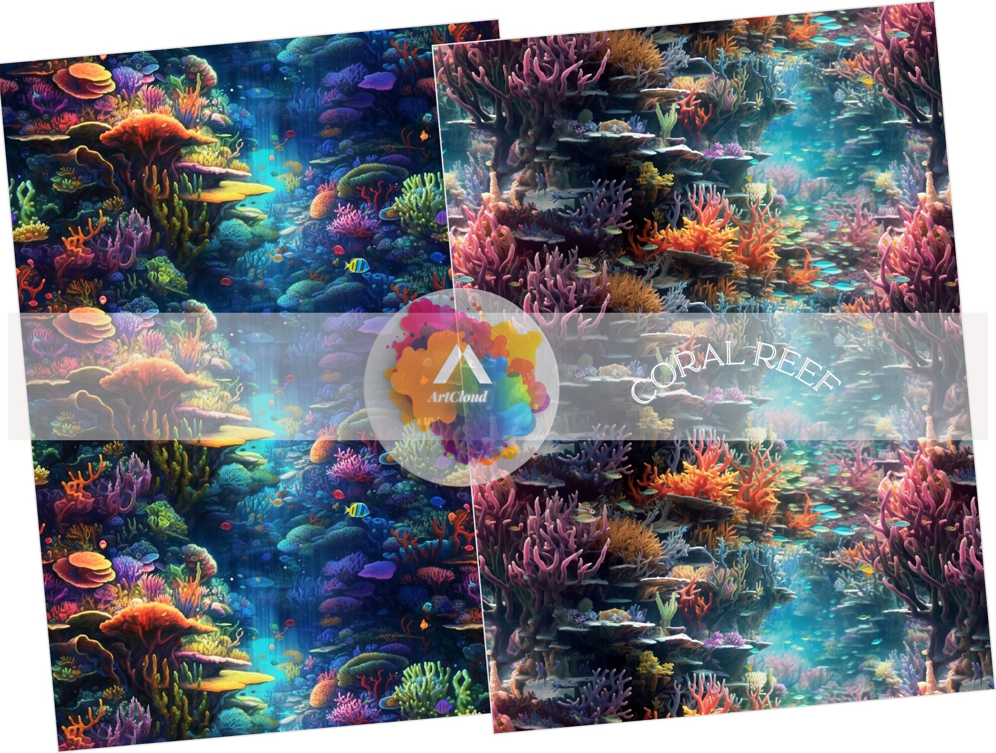 Coral Reef Seamless Pattern Wallpaper, Ocean Wall Mural, Underwater ...