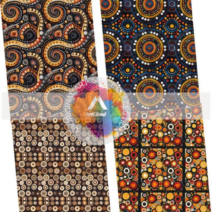 Aboriginal Art Space Collection Seamless Pattern, Indigenous Pattern ...