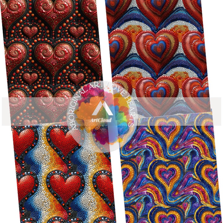 Aboriginal Love Hearts SEAMLESS Pattern, Digital Paper, Tribal Print ...