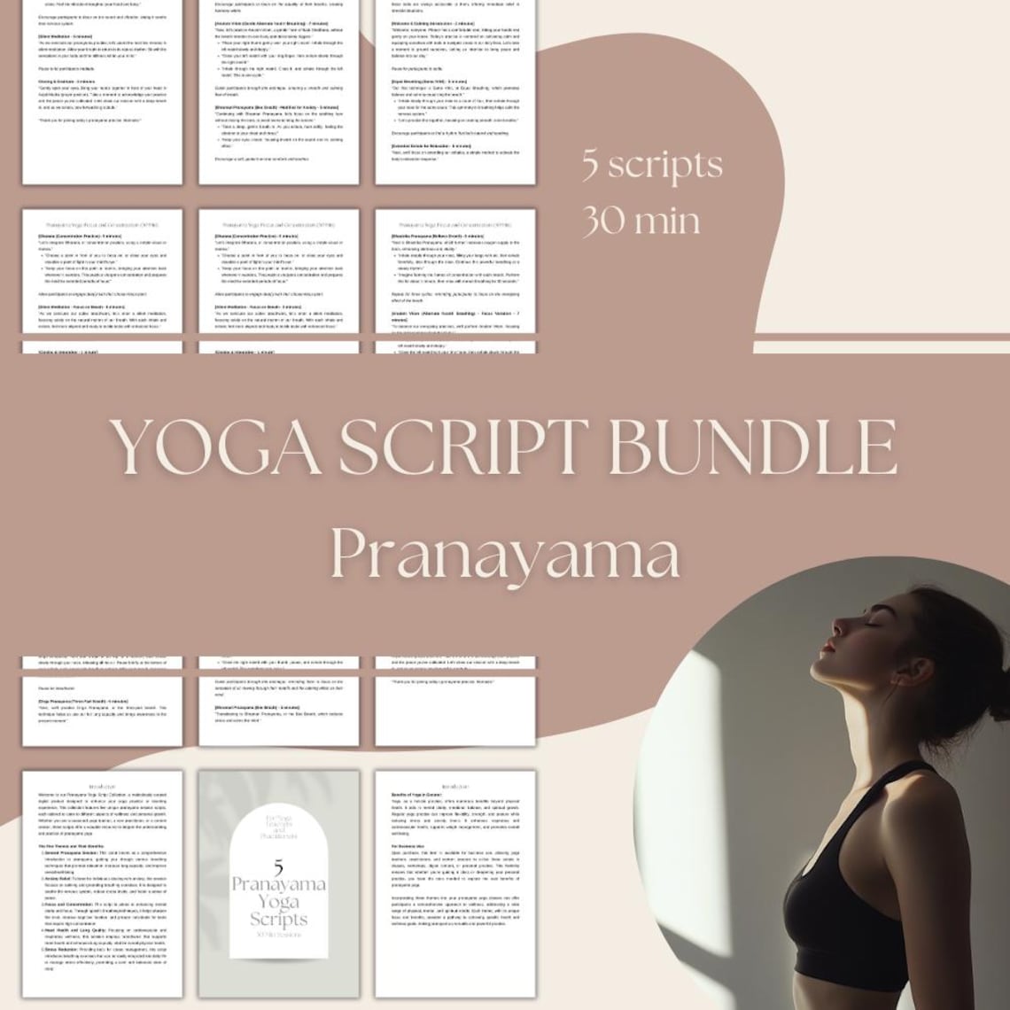 Pranayama Yoga Script Bundle: 5 Guided Breathing Techniques (digital ...