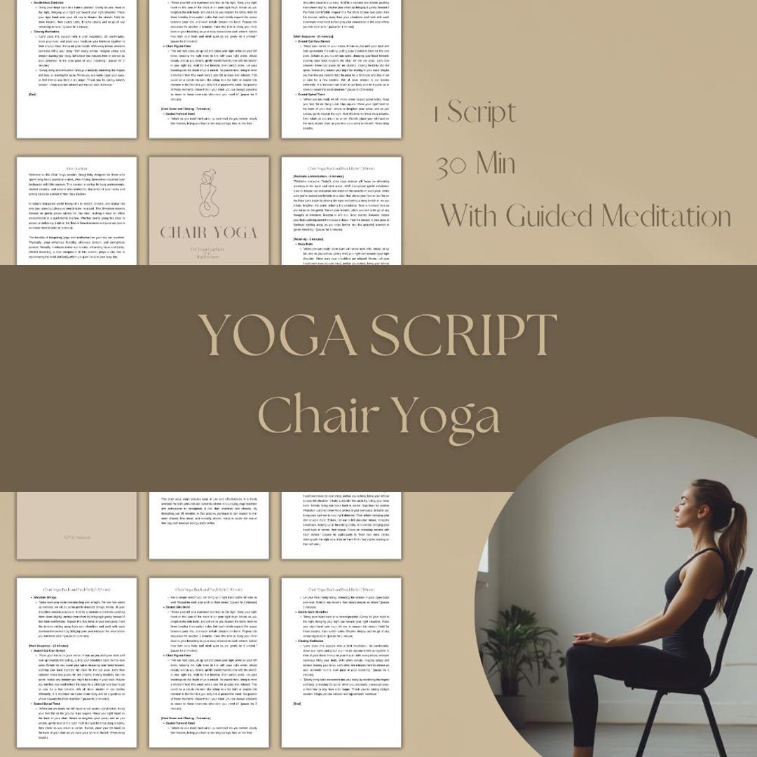 Chair Yoga Script 30 Min Yoga Session for Neck and Back Relief Instant ...