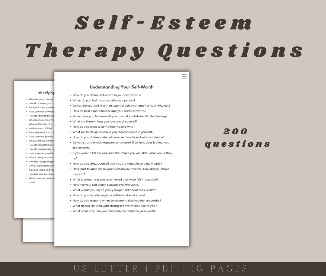 200 Self-esteem Therapy Questions Confidence-building Prompts for ...