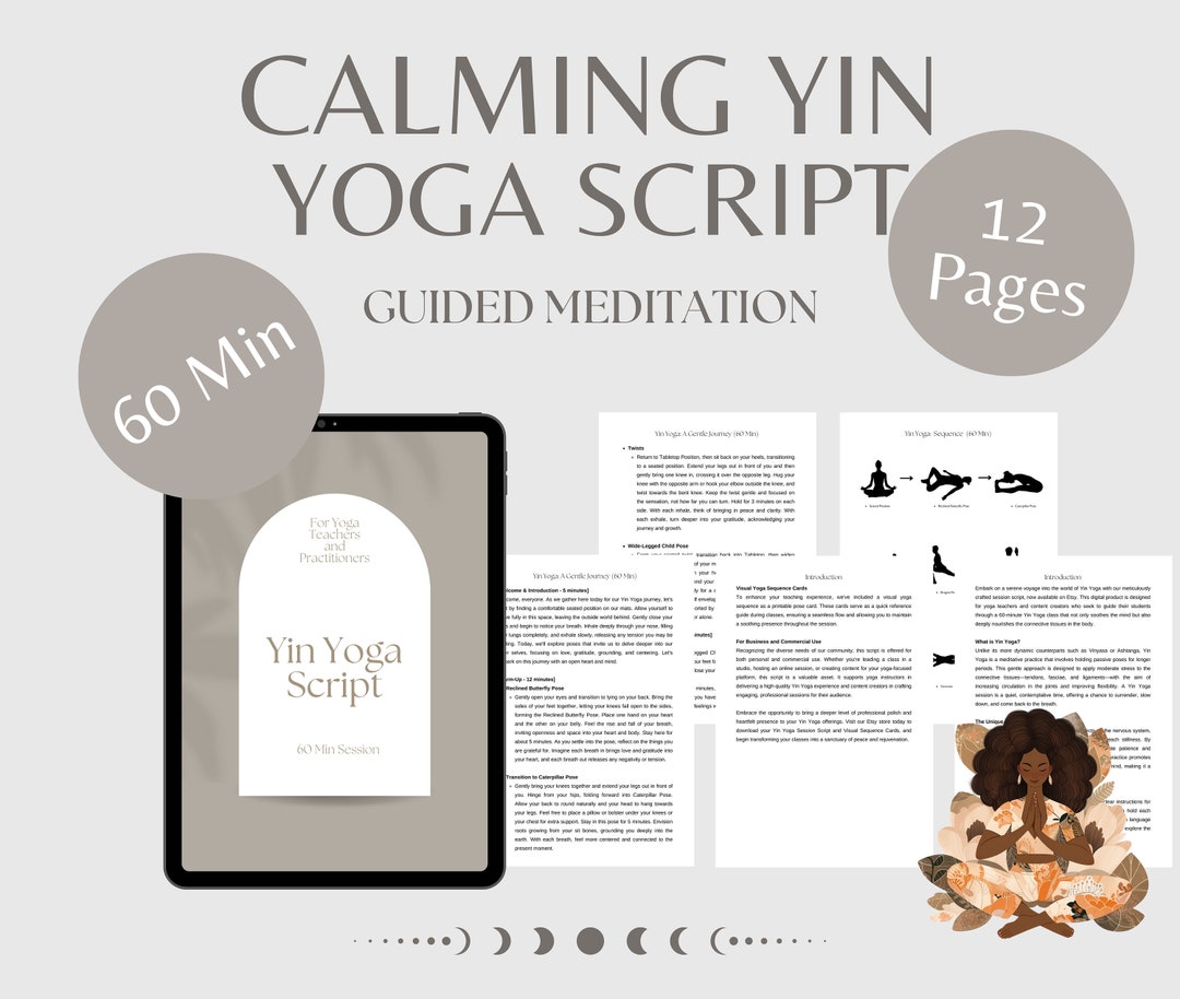 60 Min Calming Yin Yoga Script for Yoga Classes With Visual Yoga ...