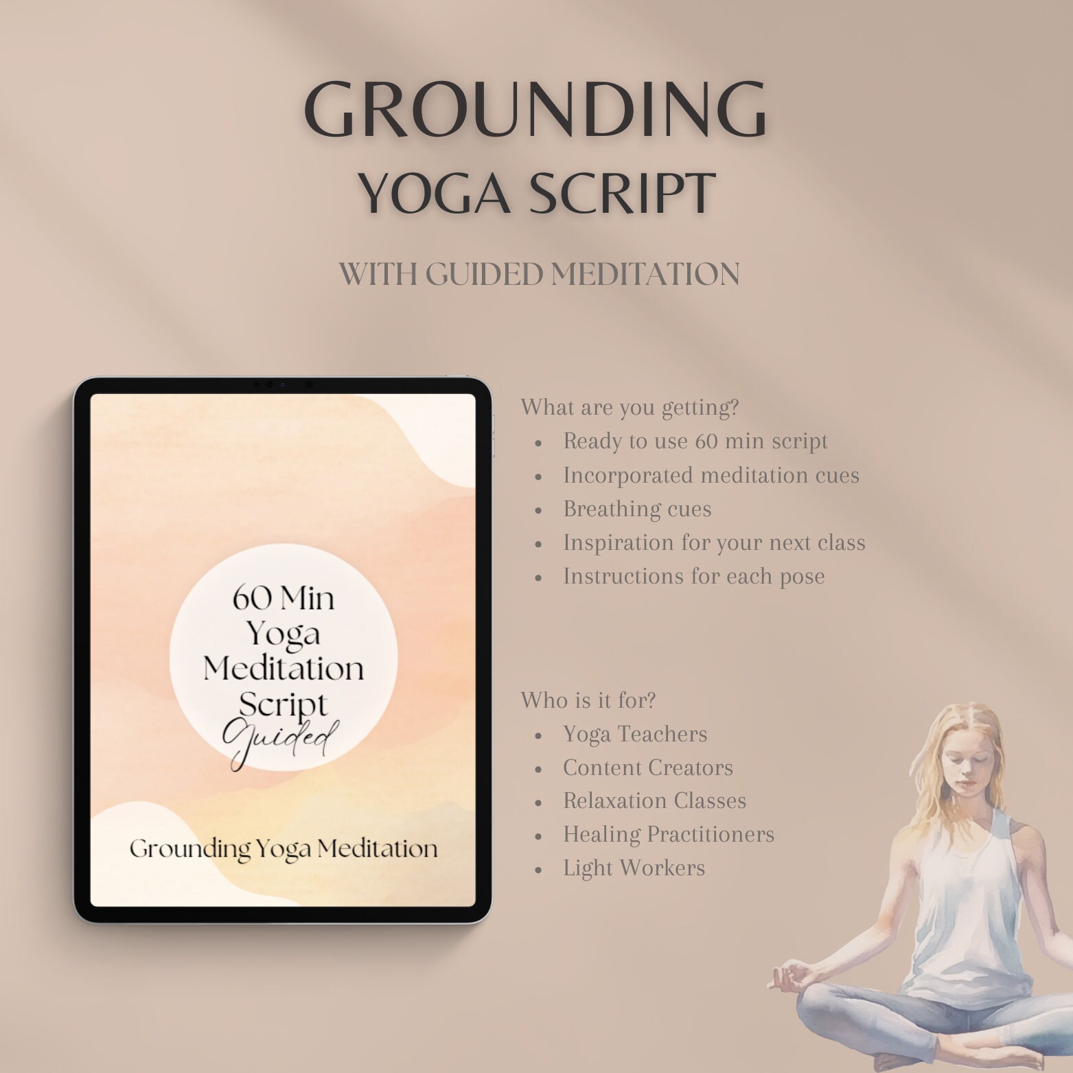 60 Min Yoga Script for Grounding, With Guided Meditation, Hour Yoga ...