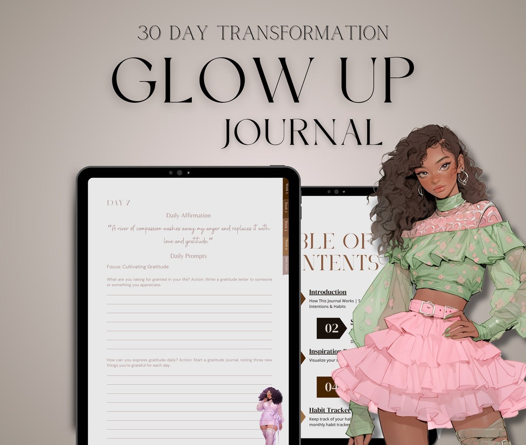 30 Day Glow up Journal Transformation Workbook Goodnotes Journal ...