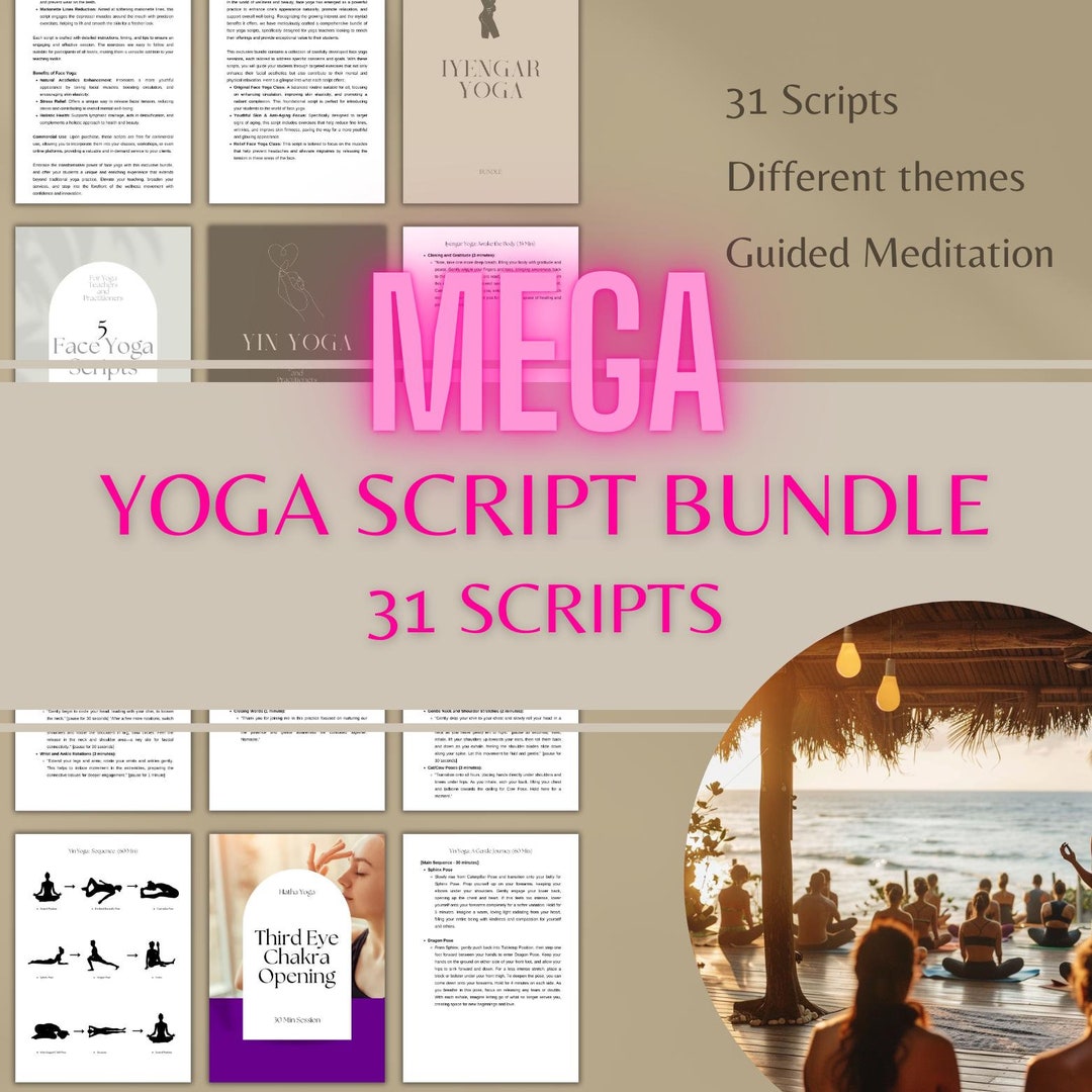 Yoga Script Bundle With 30+ Ready-to-use Yoga Sessions | Guided ...